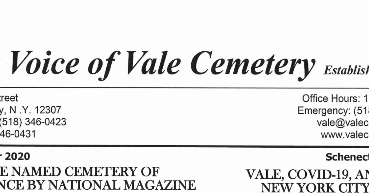 Winter 2020 Newsletter Available | Vale Cemetery